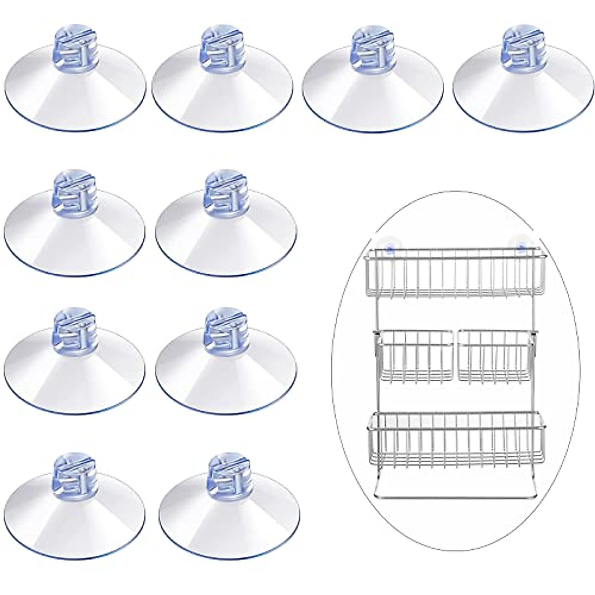 10PCS Bathroom Shower Caddy Connectors Replacement Suction Cups for Home Kitchen Bathroom Houseware Heavy Strength Large Suction Cups Without Hooks