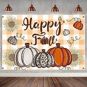 Happy Fall Backdrop Extra Large Thanksgiving Fall Party Decorations Fall Harvest Pumpkin Backdrop Banner for Thankgiving Autumn Party Supplies