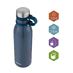 Contigo Matterhorn Water Bottle with Thermalock Insulation, BPA-Free Stainless Steel Bottle with Screw Cap, Leak-Proof Drinking Bottle, Keeps Beverages up to 24h Cold/up to 10h hot, 590 ml