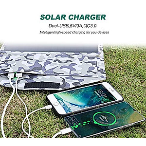 Solar Panel XINPUGUANG 28W Solar Phone Charger with 2 USB Ports,Portable,Foldable Solar Charger, Compatible with iPhone, Android,iPad,Tablets, Camera for Camping & Outdoors (Camouflage)