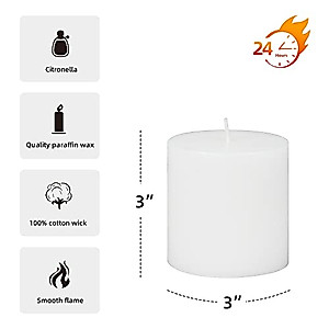 Zest Candle Pillar Candles, 3 by 3-Inch, White Citronella