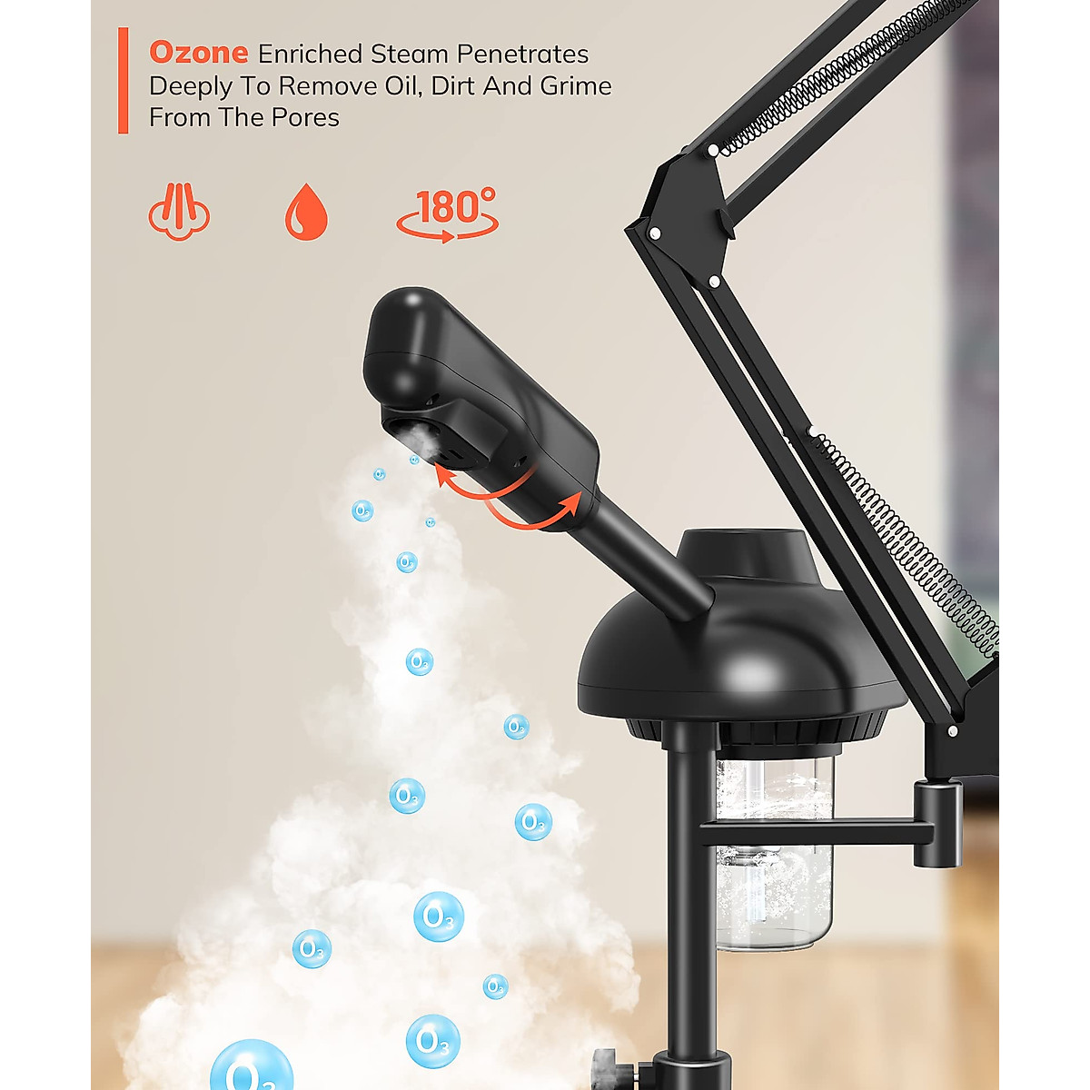 TASALON 2-in-1 Professional Facial Steamer, Hot Ozone Face Steamer for Facial with 5X Magnifying Lamp, Esthetician Steamer for Salon Beauty and Spa Shop, Skin Care Equipment with New Upgrade Wheels