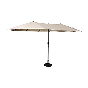 Flash Furniture Elizabeth Triple Head Patio Umbrella, Commercial Grade Umbrella with Easy Lift Crank Function, Water and Weather Resistant, 15 FT, Tan
