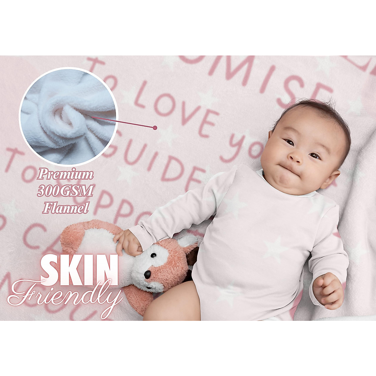 InnoBeta Baptism Gifts Throw Blanket for Girls, for Goddaughter, Baby Girls, Pink- 30"x 36"