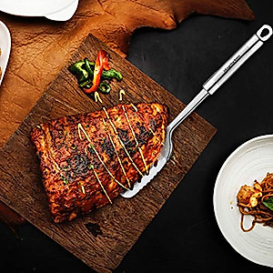 Maphyton Stainless Steel Slotted Turner Spatulas 14.9 In Metal Spatulas Turner For Kitchen Cooking Nonstick Durable Cookware Stainless Grip Meat/Egg/Beef/BBQ Turner Outdoor Grilling