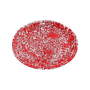 Crow Canyon Home Enamelware Oval Platter, 18 inch, Red/White Splatter