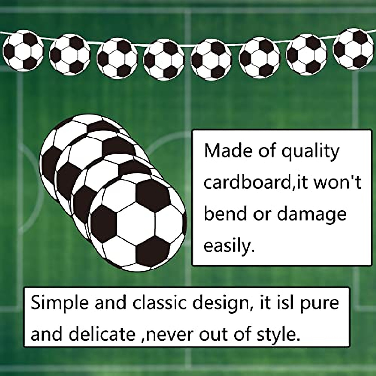 Soccer Banner, Soccer Party Decorations, 32 Pcs Paper Soccer Form a or some String of Soccer Banner, Cheer for Soccer Match and 2022 World Cup, Suitable for Bars, Soccer Decorations for party and Home