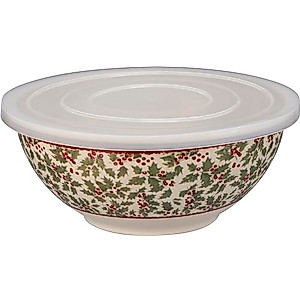 Primitives by Kathy Lidded Bowls - Set of 3 Nesting bamboo bowls with vintage-inspired Christmas designs. Each bowl has it's own lid.
