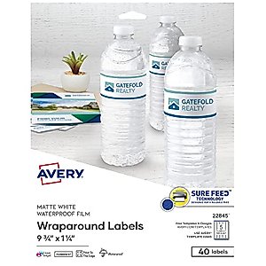 Avery Printable Blank Wraparound Rectangle Labels, 1.25" x 9.75", Matte White, 40 Customizable Labels (22845)
