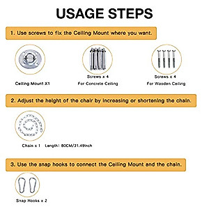 YRYM HT Macrame Swing Hammock Chair - Macrame Hanging Chair with Durable Hanging Hardware Kit, Indoor & Outdoor Macrame Swing Chairs for Bedrooms, Patio, Porch, Deck, Yard, Garden