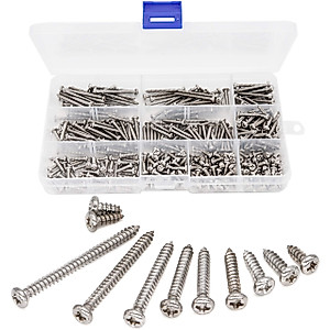 binifiMux 390pcs M3 Phillips Pan Head Screws Self Tapping Drilling Screws Assortment Kit, 304 Stainless Steel, 10 Sizes