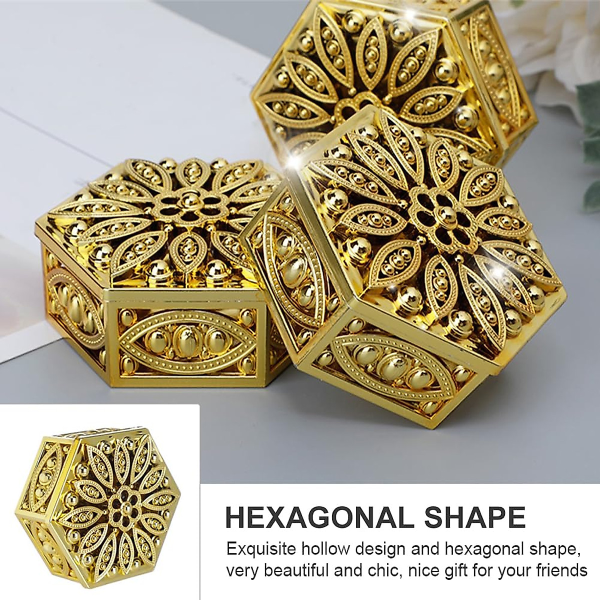 Box Table Decor 12Pcs Plastic Golden Candy Box Wedding Favor Boxes Small Chocolate Boxes for Wedding Bridal Shower Anniverary Chocolate Candy Wedding
