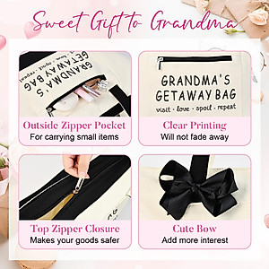KUIRAN Grandma Gifts, Tote Bag Grandma Birthday Gifts, Mothers Day Gifts for Grandma, Christmas Gifts for Grandma, Canvas Tote Bag for Shopping, Travel - Gifts for Grandma from Grandkids