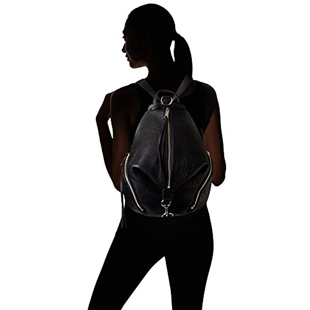 Rebecca Minkoff womens Julian Backpack Backback, Black With Silver, One Size US
