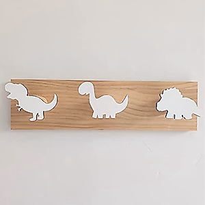 GGBEST Kids Dinosaur Wall Mounted Coat Hooks Wooden Door Hanger for Boys Bedroom Nursery Playroom Decorations -Gray