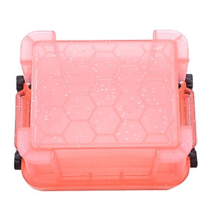 Sevenfly Family Plastic Storage Bin with Lid Medicine Box Lockable Container ​for Toy Desktop Jewelry Accessory Drawer Or Kitchen,pink