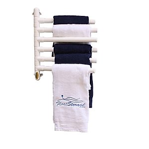 The Original Hanging Towel Rack - Wall-Mounted Outdoor Pool Towel Rack with 6 Swivel Arms for Convenient Storage - Patented Rust-Free and Durable PVC Towel Rack Design - No Assembly Required (White)
