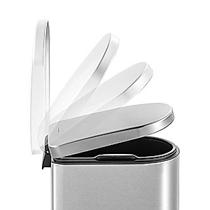 QUALIAZERO 2.6Gal Heavy Duty Hands-Free Stainless Steel Bath/Office Step Trash Can, Fingerprint-Resistant Soft Close Lid Trashcan, 10L / 2.6 GAL