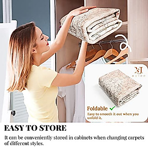 MUJOO Boho Area Rug 3'x5' Machine Washable Area Rugs Pink Small Area Rugs Non Slip for Entryway Bedroom Bedside Kitchen Hallway Living Room Laundry Room Persian Indoor Mat Soft Low-Pile Floral.