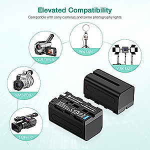FirstPower NP-F750 Battery (2-Pack/5600mAh) and Dual USB Charger for Sony NP-F550 F570 F750 F770 F960 F970 Battery Sony CCD-TRV215 CCD-TR917 CCD-TR315 HDR-FX1000 HDR-FX7 HVR-V1U HVR-Z7U HVR-Z5U