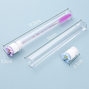 SenRocc 20 Pcs Mascara Wands Tube Set Reusable Lash Brush Rose Flower Tube Eyelash Brush Tubes Spoolies Lash Extension Brushes Applicators Makeup Tools (5-petal-MIX)