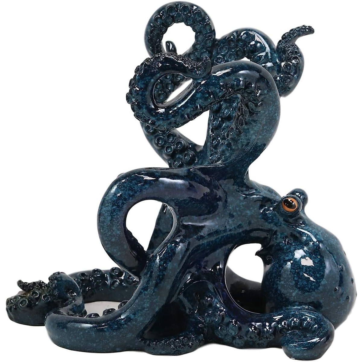 Octopus Wine Holder Figurine Countertop Bar Decor Octopus Sculpture Single Wine Holder (Blue)