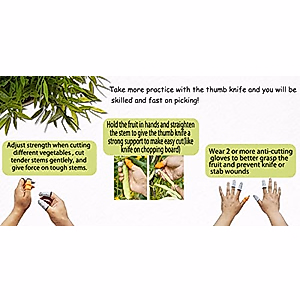 Gardening Thumb Knife with Case, Finger Pruner for Gardeners, Finger Knife-Plants Picking Trim Tools, Orange Thumb Cutter Gardening Tools Kit for Picking Plant Fruit Vegetable