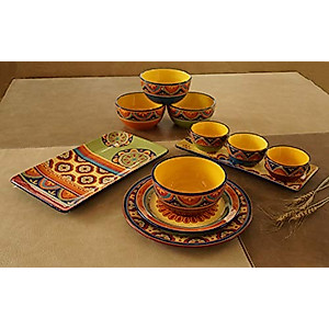 Bico Tunisian 26oz Ceramic Cereal Bowls Set of 4, for Pasta, Salad, Cereal, Soup & Microwave & Dishwasher Safe