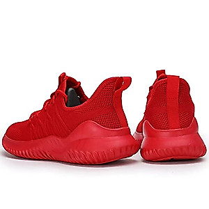 Mens Running Shoes Casual Light Comfort Casual Sport Mesh Walking Sneakers Work Gym Slip on Tennis Zapatos para Hombre Red
