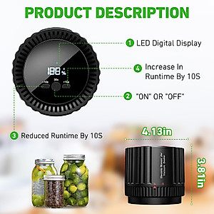 Electric Mason Jar Vacuum Sealer - Vacuum Sealer Kit with Can Opener, Regular & Wide Mouth Mason Jar Lids - Mason Jar Canning Vacuum Sealer for Food Storage - Black