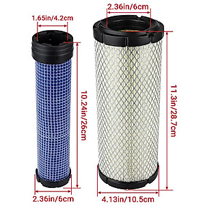25 083 01-S Outer Air Filter & 25 083 04-S Inner Filter Compatible with Kawasaki 11013-7020 11013-7019 11013-7044 11013-7045 Kubota TA040-93230 TA040-93220 Lawn Mover M131802 M131803
