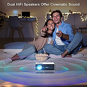 FUDONI Projector with 5G WiFi and Bluetooth, 2023 Upgraded Portable Movie Outdoor 1080P Full HD 400 ANSI Lumen Projector 4K Supported, Home Theater Media Video Projector for Phone/PC/USB/TV Stick/PS5
