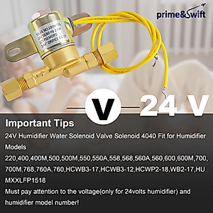 4040 24Volt Humidifier Solenoid Vavle Brass Air Valve By prime&swift Fit for Humidifier Replaces 400 500 600 700 600M 700M 768 760A 550 568 560A 560