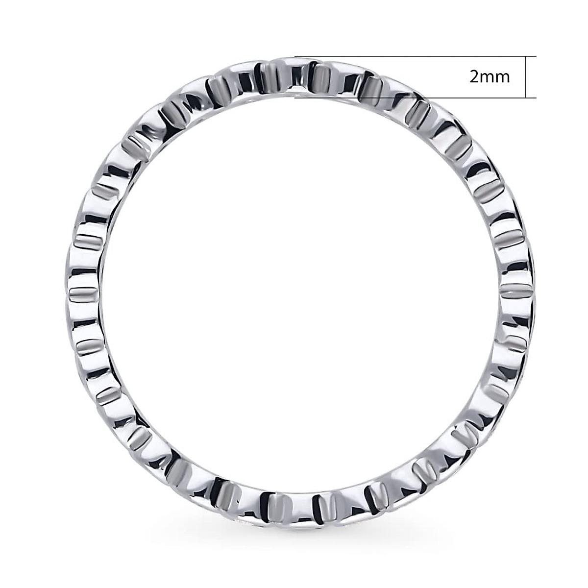 BERRICLE Sterling Silver Bubble Wedding Rings Bezel Set Cubic Zirconia CZ Eternity Ring for Women, Rhodium Plated Size 7