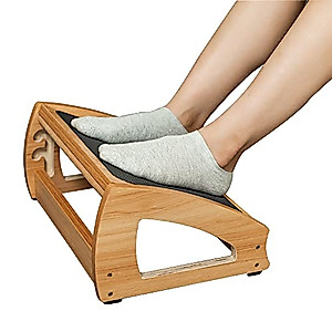 StrongTek Ergonomic Under Desk Foot Rest, 3 Adjustable Heights Wooden Office Footrest, Large Anti-Slip Surface, Improves Posture and Blood Circulation, up to 400lbs (Natural)