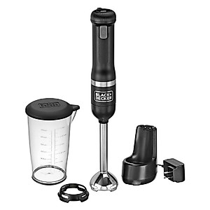 BLACK+DECKER Kitchen Wand Cordless Immersion Blender, Hand Blender with Charging Dock, Black (BCKM1011K10)