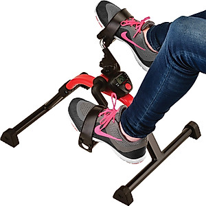 NOVA Medical Products Pedal Exerciser with Digital Display Tracker, Foldable Hand and Foot Cycle Exerciser, Great for Home, Office or Travel, Red