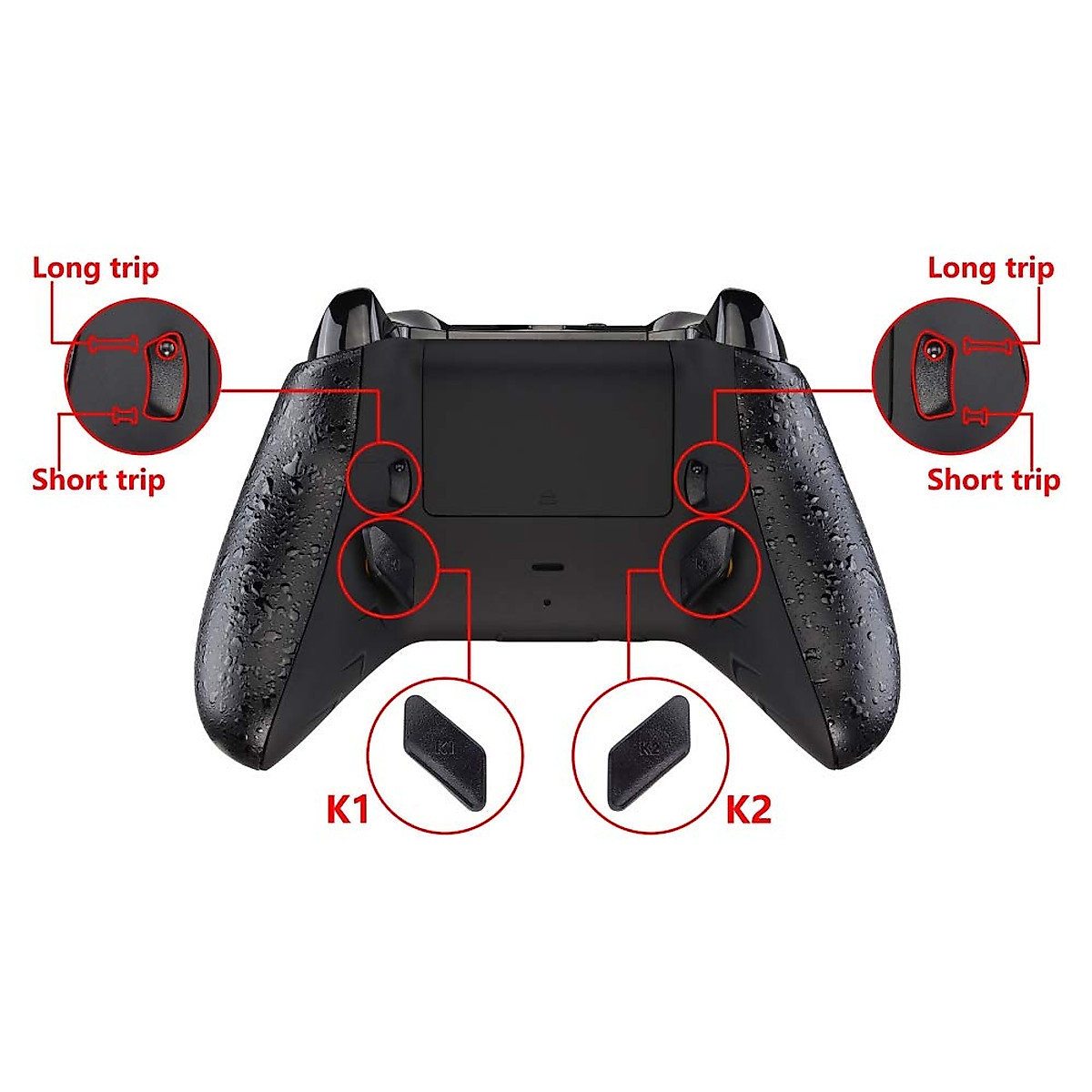 eXtremeRate Textured Black Lofty Programable Remap & Trigger Stop Kit, Upgrade Boards & Redesigned Back Shell & Side Rails & Back Buttons & Trigger Lock for Xbox One S/X Controller Model 1708