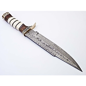 Custom Damascus Knife Hunting Knife | Best Outdoor Knife Camping Knife | Beautiful Burl Wood Handle