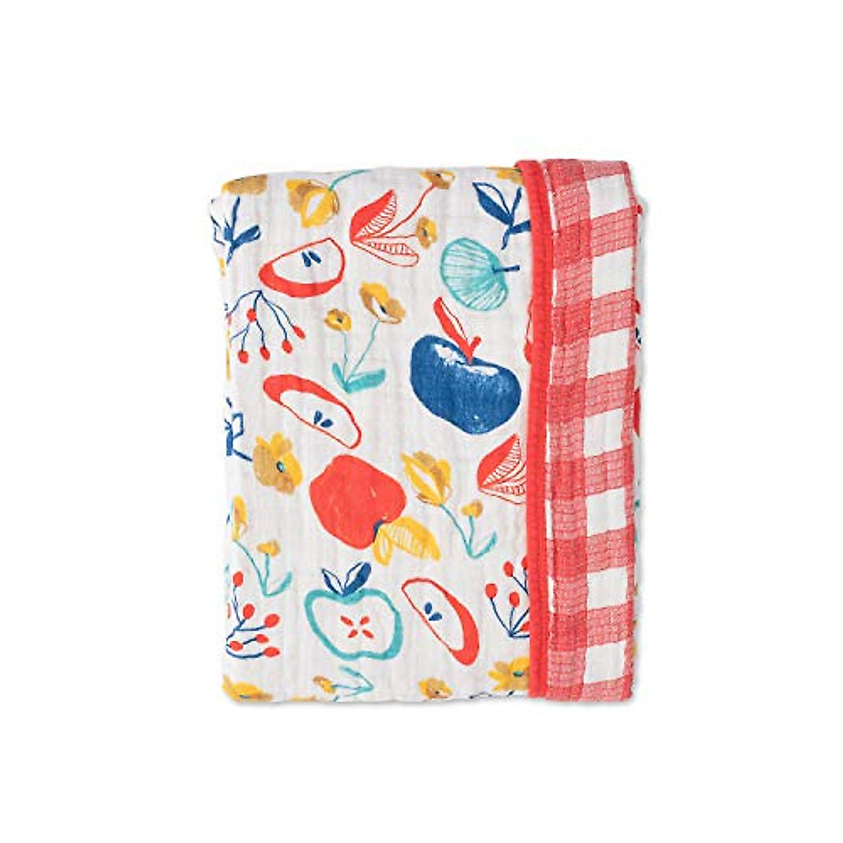 Red Rover Kids Cotton Muslin Quilt – 44” x 44”- 100% Cotton – Machine Washable – Softer with Every Wash – Playful Designs - Lightweight, Breathable Layers – Unisex (Apple Slice)