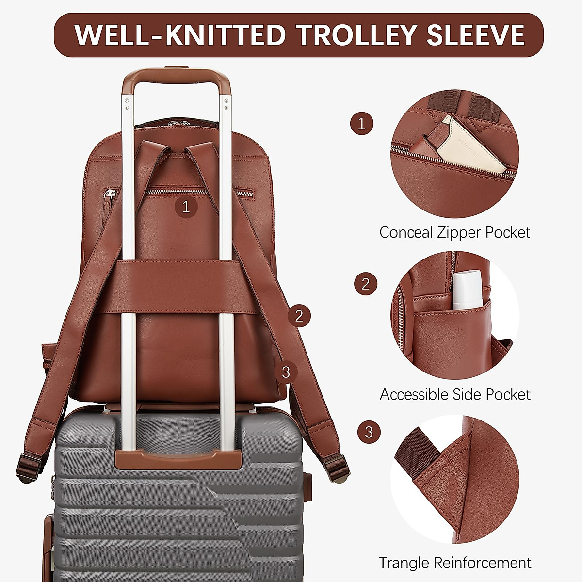 BOSTANTEN Genuine Leather 13 inch Laptop Backpack for Women Computer Bag Travel Large College Shoulder Bag