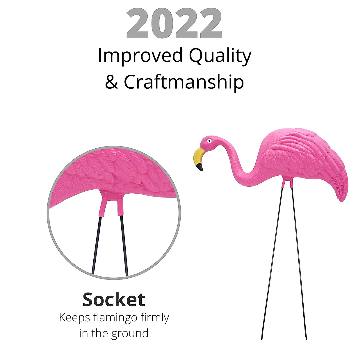 4E's Novelty Pink Flamingos Yard Decorations Large 23" [Set of 2] Outdoor Garden Flamingo Statue Ornament Lawn Decor