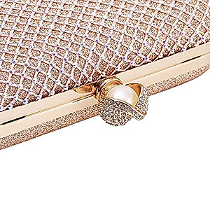 Mulian LilY M106 Glitter Clutch Purse For Women Sparkly evening bags Prom Party Handbag Rose Gold