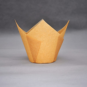 QLSmypkg Extra Large Jumbo Muffin Greaseproof paper Baking cupcake cups, 2-1/4" x 3-3/4" Natural Tulip Baking Cup Case of 125 pcs (Extra Large) (125)