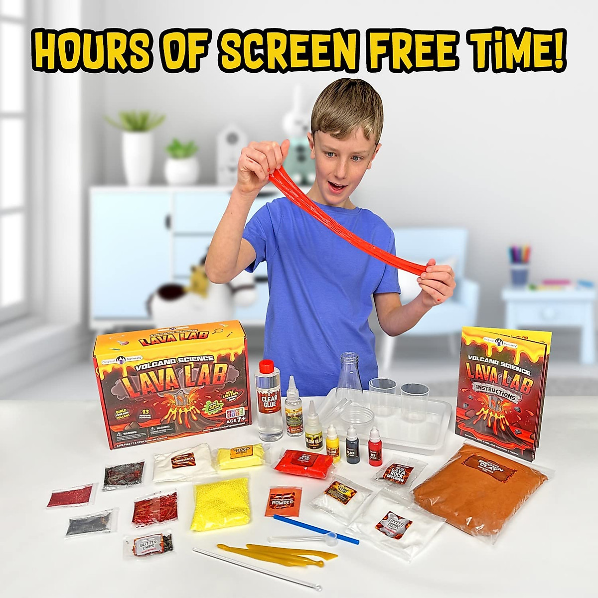 Original Stationery Lava Science Slime Kit, Fun Science Kit to Play Slime Games, Create Glow in The Dark Slime & Make Science Experiments for Kids 6-8