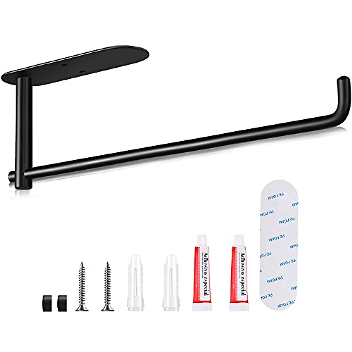 Yowmins Paper Towel Holders, Paper Towel Holder Under Cabinet, Camper RV Paper Towel Holder, Paper Towel Rack for Kitchen, Stainless Steel 13 inch, Black