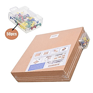 SUNGIFT Cork Board 12"x12" - 1/2" Thick Square Bulletin Boards Cork Tiles with 50 Push Pins Mini Wall, 6 Pack Self-Adhesive Corkboards for Wall