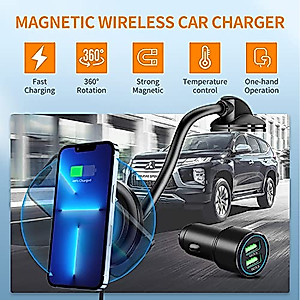 Magnetic Wireless Car Charger for iPhone 14 Pro Max/14 Pro/14/14 Plus/Magsafe case,iPhone 13/12 Series,OTAO Air Vent Clip [with QC3.0 Adapter] Windshield Dashboard Car Mount Phone Holder