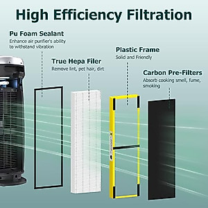 FLT4825 HEPA Filter B Replacement for Ge-rm Guardian Air Purifier AC4825 AC4300 AC4800 AC4900 AC4850, 2 True HEPA Filters & 8 Activated Carbon Pre-Filters