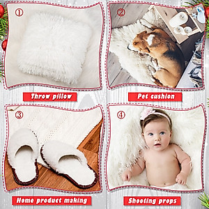 Breling 10 x 60 Inch Faux Fur Square Fabric Shaggy Fur Cuts Fluffy Square Fur Patches for Christmas Ornaments, Fursuit, Cosplay, Costume, Gnome Beards, Craft Supply, Decoration (White)